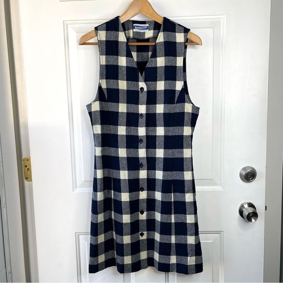 Pendleton | Dresses | Vintagependelton Womensplaid Wool Mini Dress Navy ...